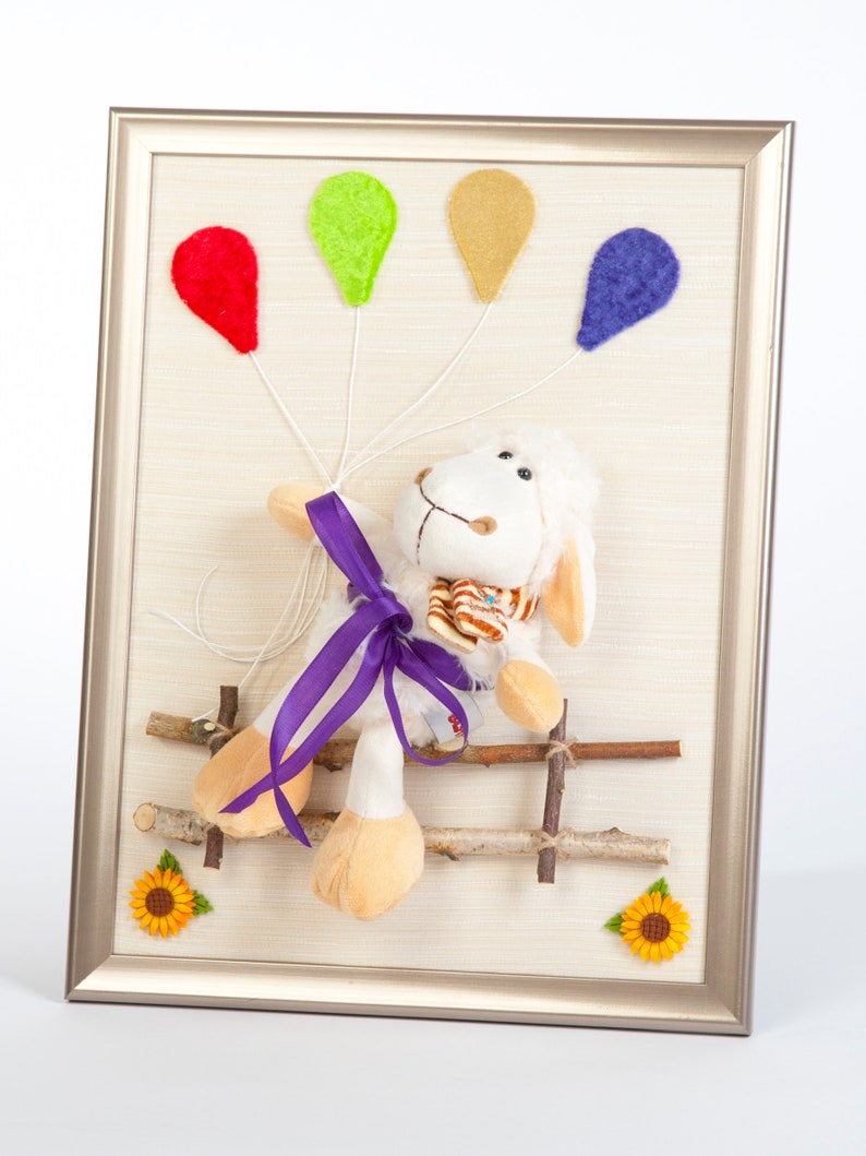 White sheep frame for nursery farm wall decor with colorful | Etsy