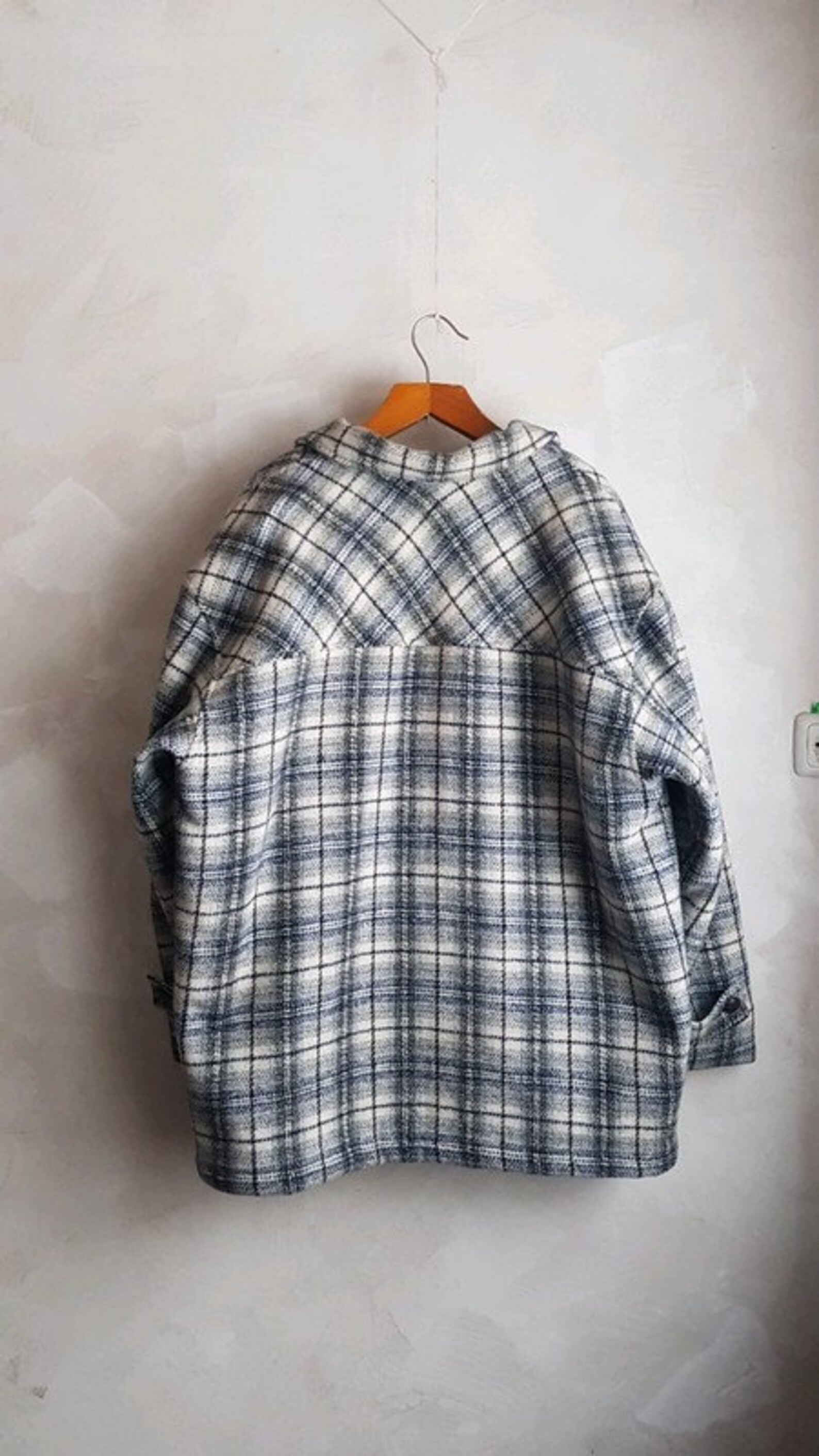 Vintage JOE BLOGGS Fleese Winter Jacket Mens Wool Mixed Fibres Check XL ...
