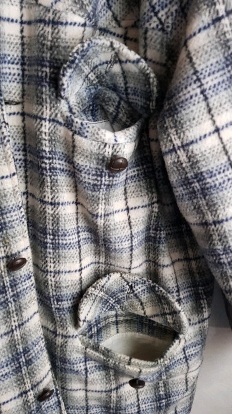 Vintage JOE BLOGGS Fleese Winter Jacket Mens Wool Mixed Fibres Check XL ...
