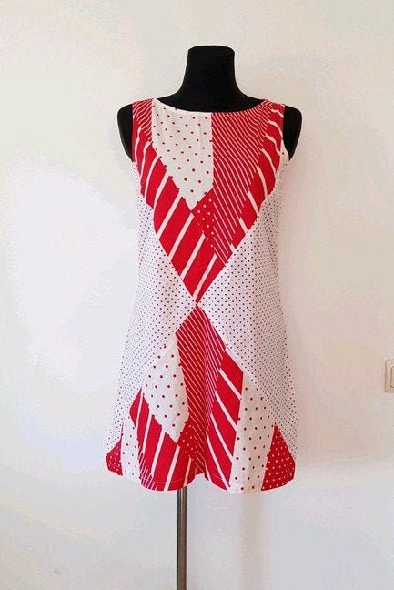 Vintage Dress Boho/hippie Womens Short Summer Romantic Red A/line ...