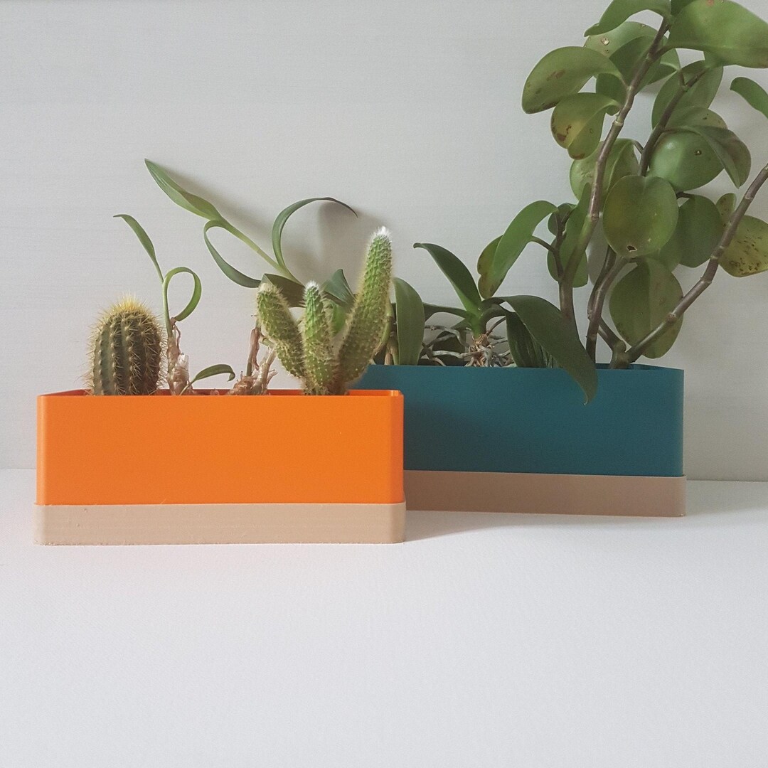 Set of 2 Colourful Indoor Planters, Rectangular Plant Pots, Perfect ...