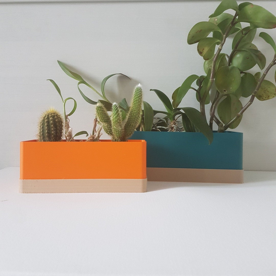 Set of 2 Colourful Indoor Planters, Rectangular Plant Pots, Perfect ...