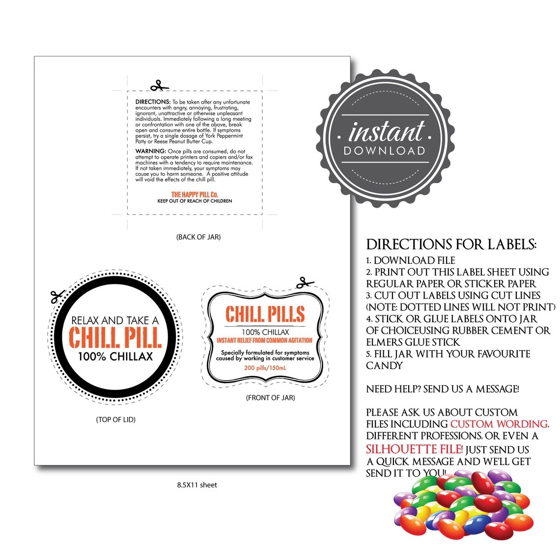 CHILL PILLS, Chill Pill Candy Label, Candy Jar, Pill Art, Pill Bottle ...