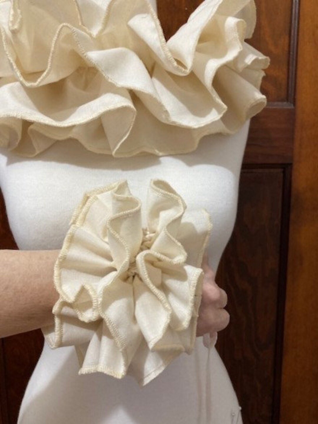 Adult Clown/renaissance Collar/cuffs Ivory/cream Ruffle Costume Clown ...