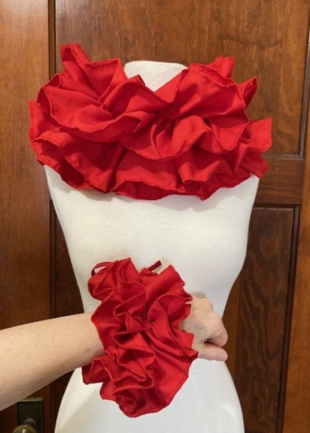 Adult Clown/renaissance Ruff Collar and Cuffs Red Ruffle - Costume ...