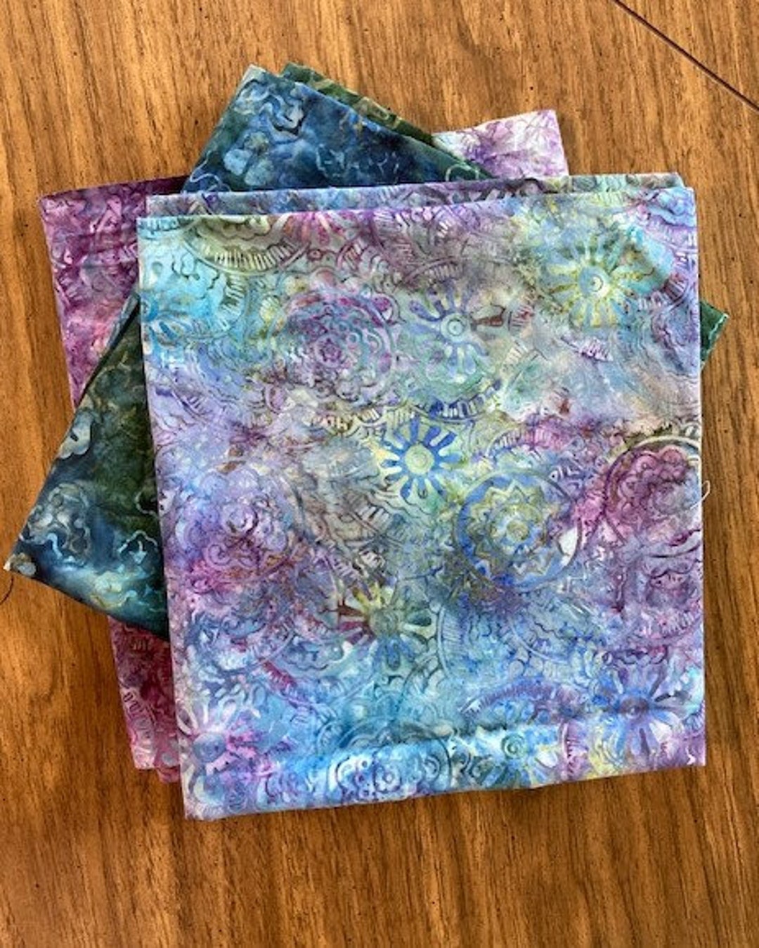 Batik Scrap Fabric Green to Blue to Purple Cotton Fabric - Etsy