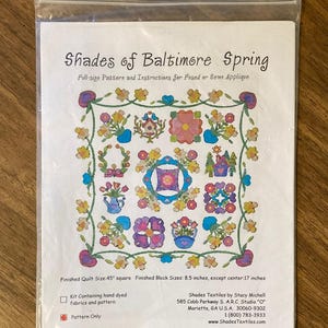 Quilt Pattern and Instructions - Shades of Baltimore Spring - Etsy