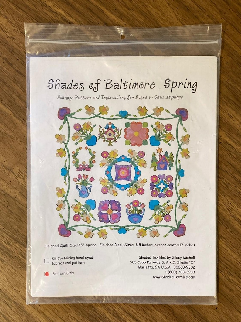 Quilt Pattern and Instructions - Shades of Baltimore Spring - Etsy