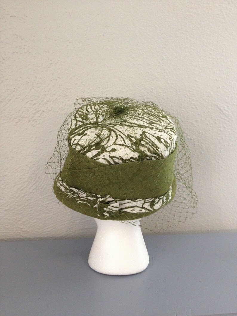 Olive Green Clouch Hat With Veil - Etsy
