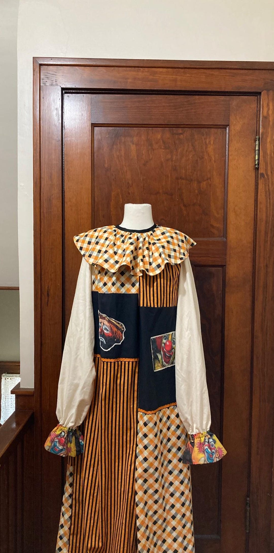 Adult Fits Approx. 5'10" to 6' 1" Clown Suit - 2 Piece Orange and Black ...