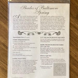 Quilt Pattern and Instructions Shades of Baltimore Spring - Etsy