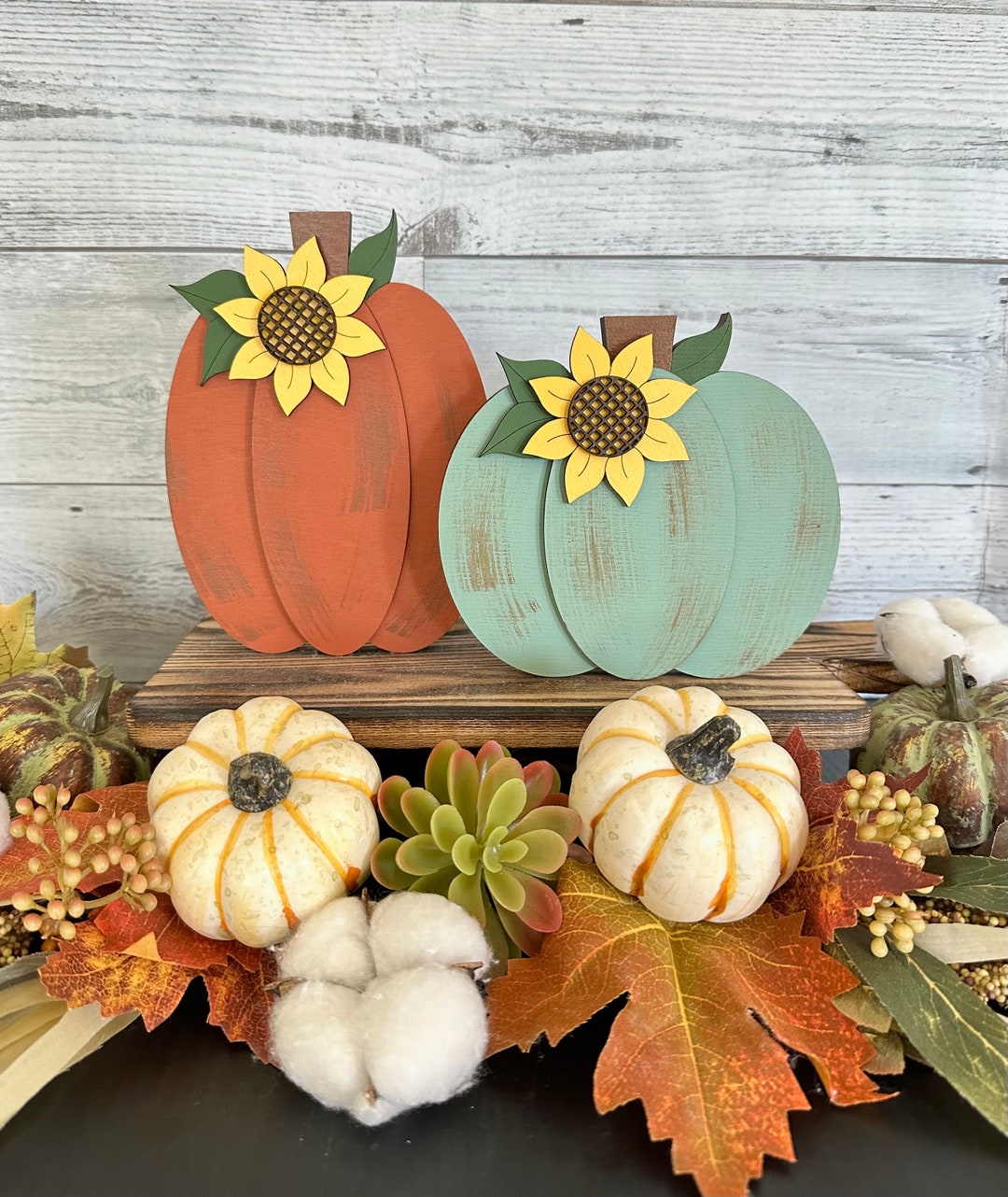 Farmhouse Fall Decor/ Rustic Fall Decor/ Sunflower Pumpkin/ Farmhouse ...
