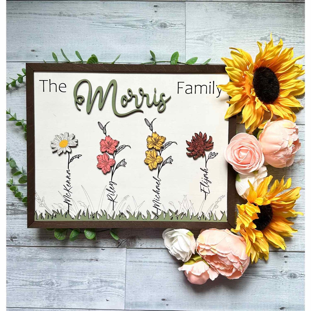 Personalized Sign/ Gift for Mom/ Gift for Grandma/ Personalized Flower ...