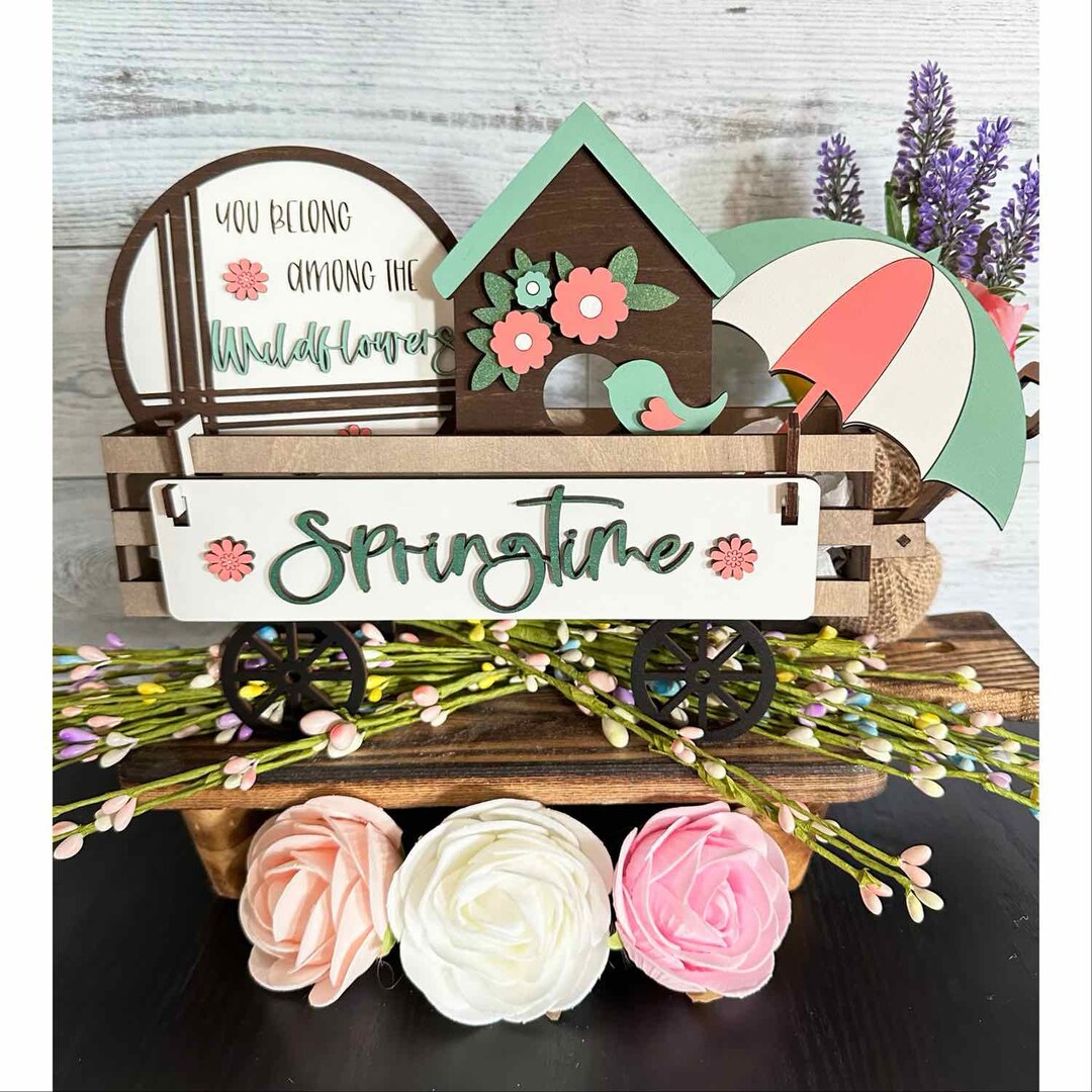 Wagon Shelf Sitter/ Spring Wagon Decor/ Mantel Decor/ Interchangeable ...