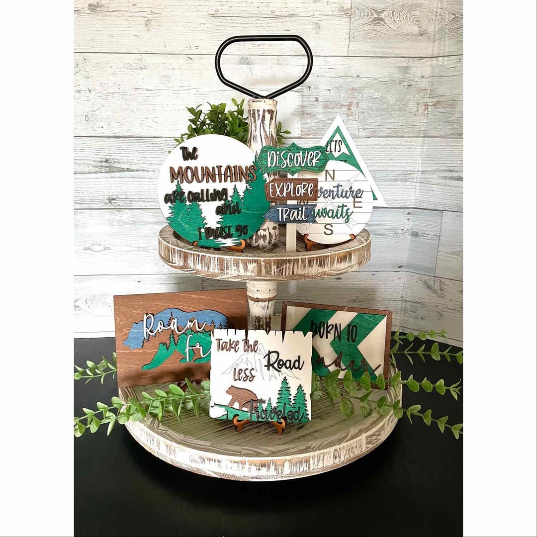 Hiking Decor/ Hiking Tiered Tray Decor/ Outdoor Tiered Tray Decor ...