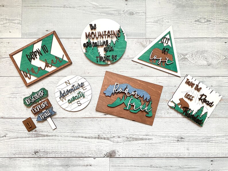 Hiking Decor/ Hiking Tiered Tray Decor/ Outdoor Tiered Tray - Etsy