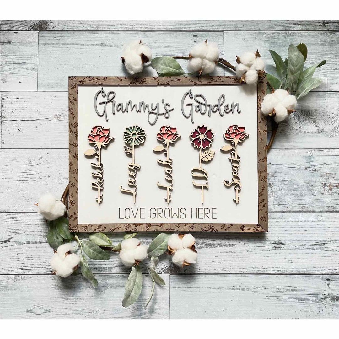 Personalized Sign/ Gift for Mom/ Gift for Grandma/ Personalized Flower ...
