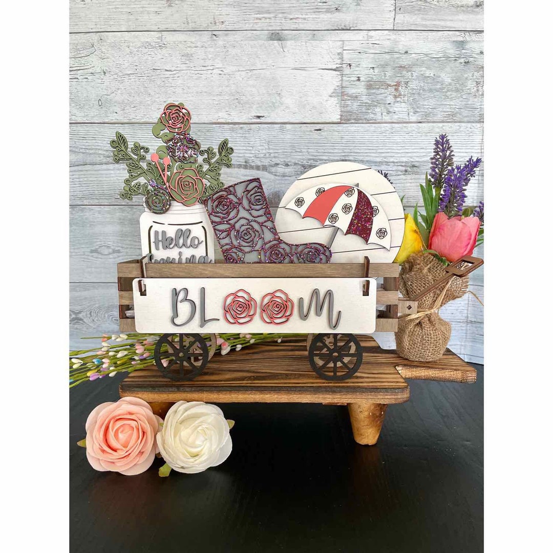 Wagon Shelf Sitter/ Spring Wagon Decor/ Mantel Decor/ Interchangeable ...