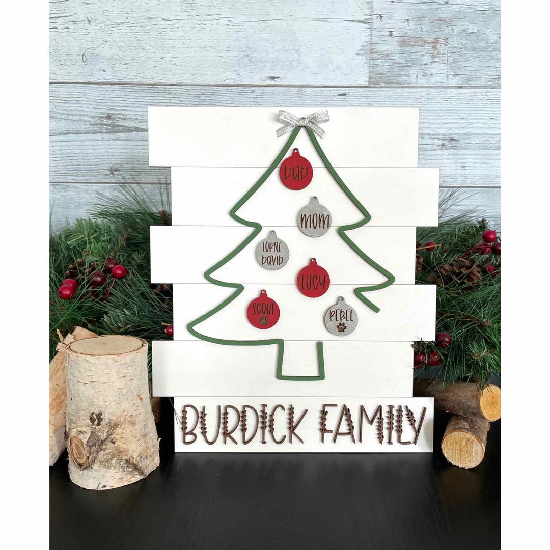 Personalized Christmas Tree Sign/ Personalized Ornament Sign/ Family ...
