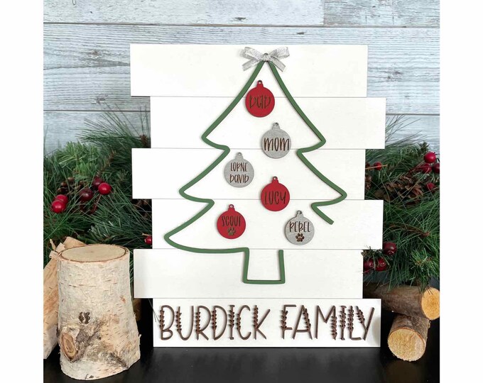 Personalized Christmas Tree Sign/ Personalized Ornament Sign/ Family ...