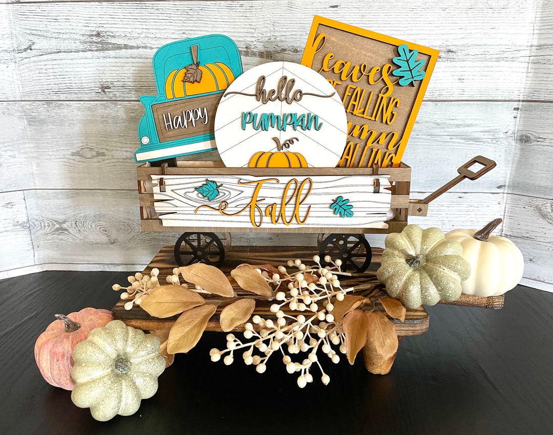 Wagon Shelf Sitter/ Fall Decor/ Fall Wagon Decor/ Rustic Decor/ Mantel ...