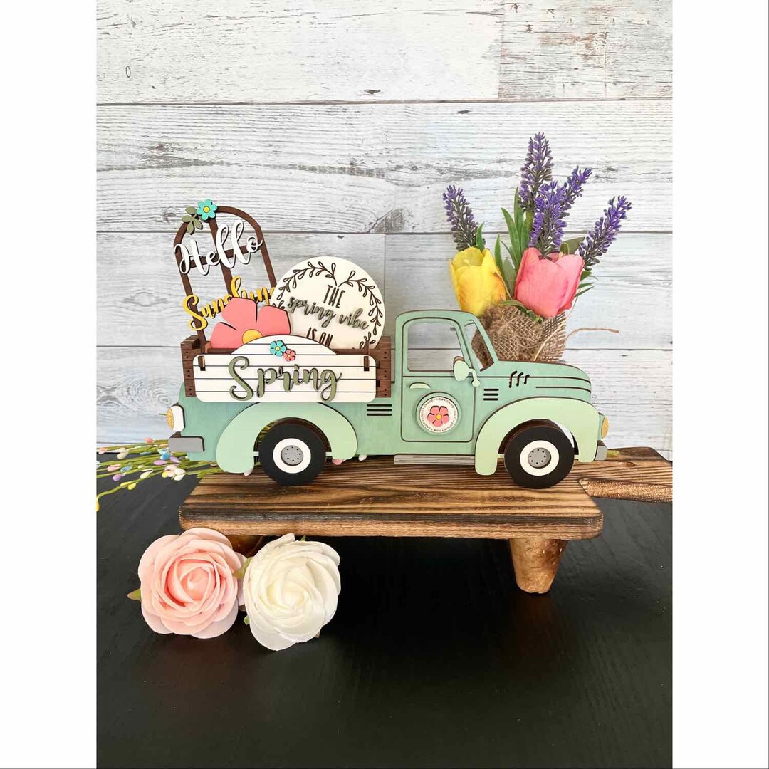 Spring Shelf Sitter/ Farmhouse Truck Decor/ Interchangeable Truck Decor ...