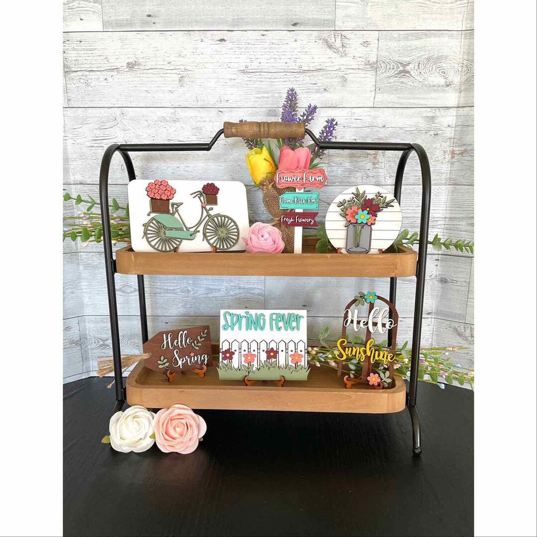 Spring Tiered Tray Decor/ Tiered Tray Decor/ Tiered Tray Signs/ Mini ...