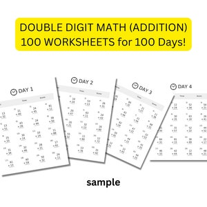 Math Printables for Kids 100 Worksheets for Daily Practise Classroom ...