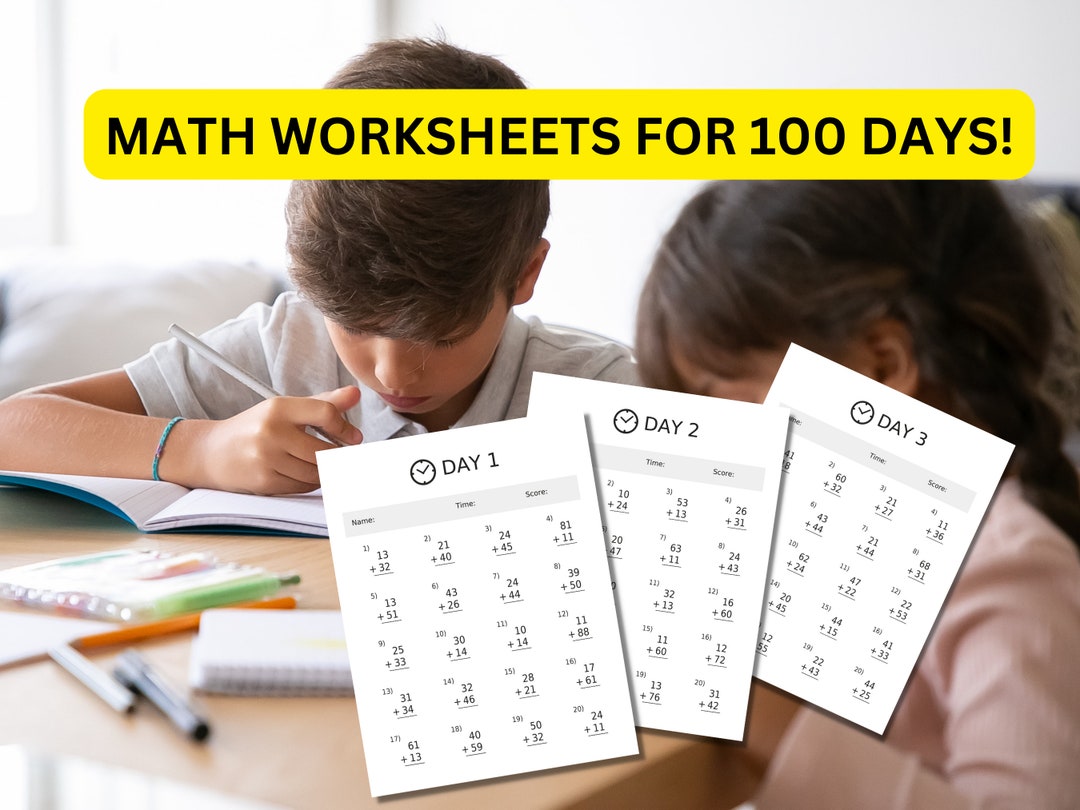 Math Printables for Kids 100 Worksheets for Daily Practise Classroom ...