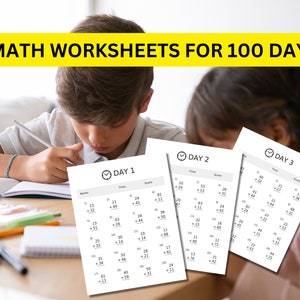 Math Printables for Kids 100 Worksheets for Daily Practise Classroom ...