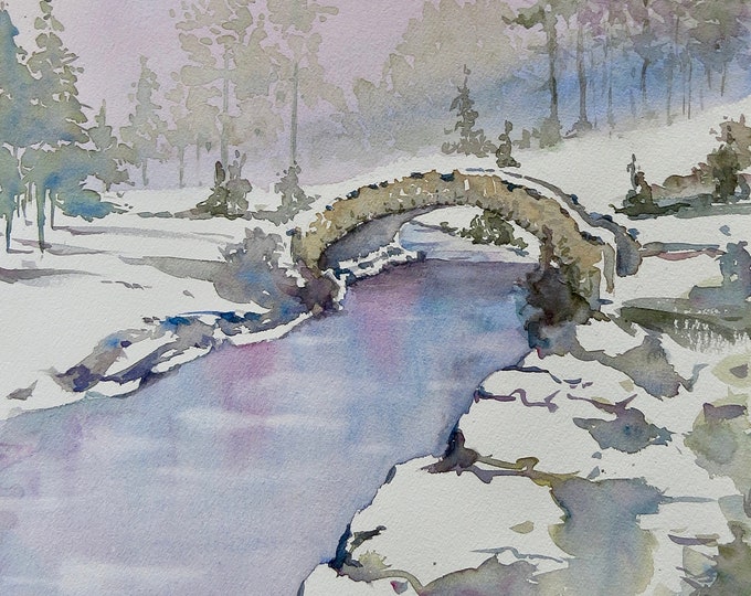 Watercolor Painting,first Snow,fine Art Print,landscape Painting,winter ...