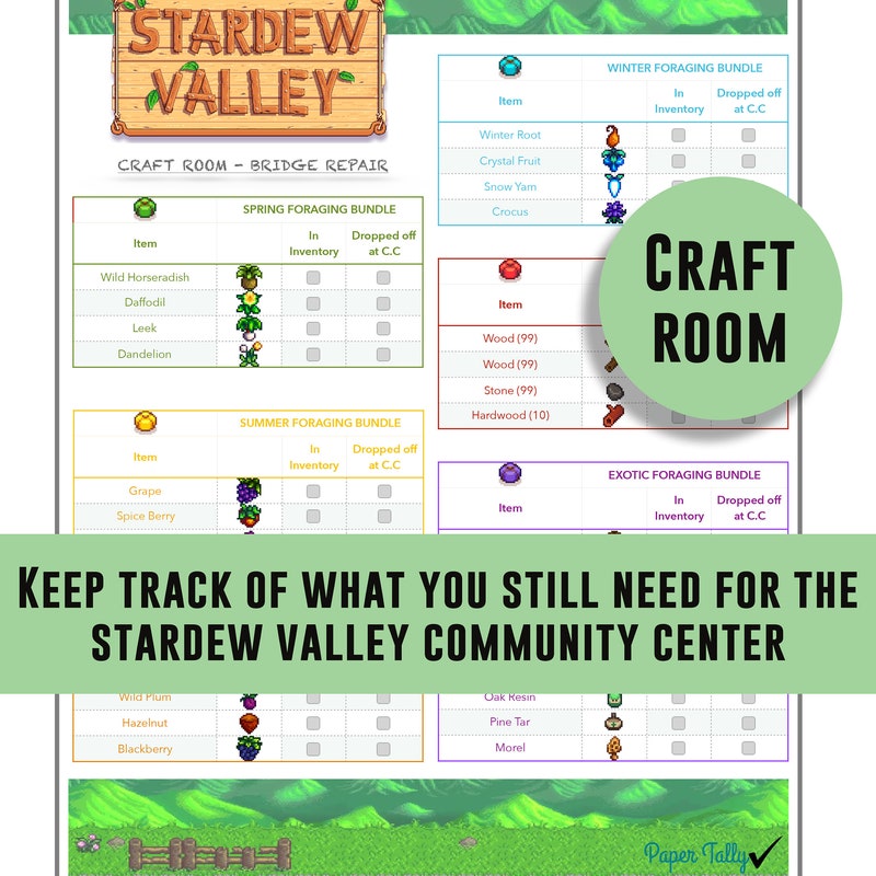 Stardew Valley Checklist - Etsy