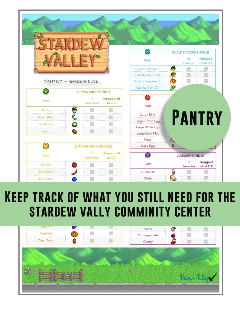 Stardew Valley checklist Pantry bundle community center | Etsy