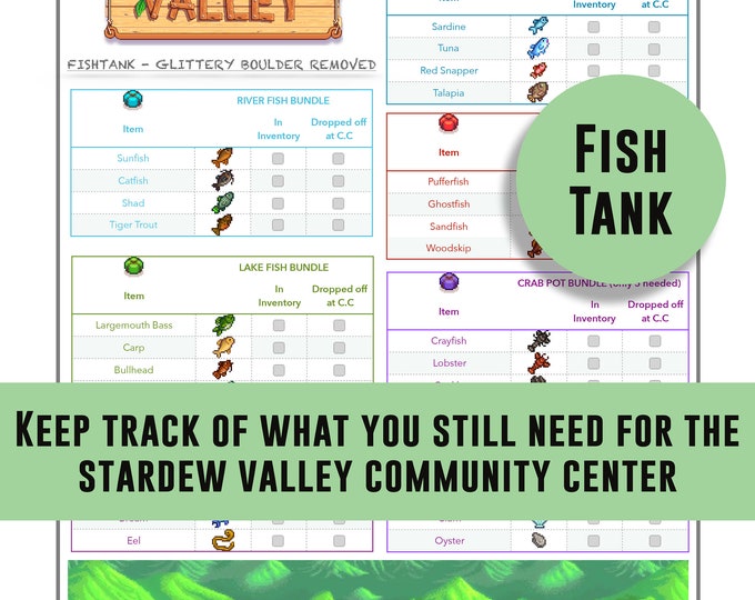 Stardew Valley Checklist Community Center Bundles and Rooms, Digital ...