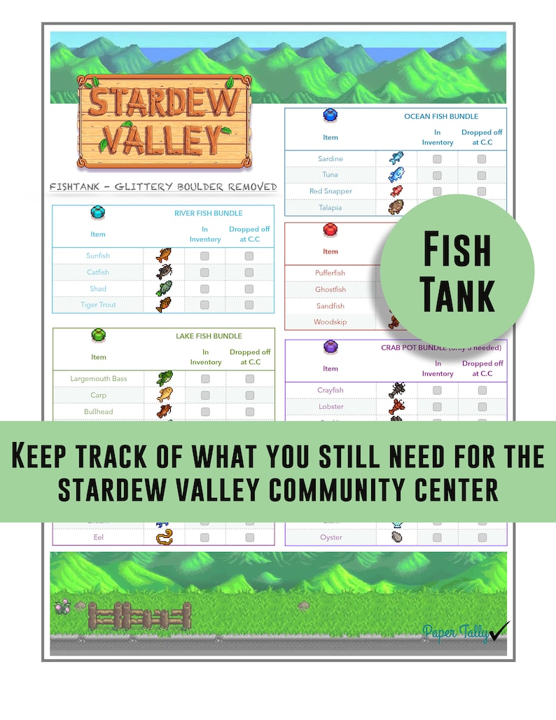 Stardew Valley, Checklist,fishing Bundle, Community Center, Items ...