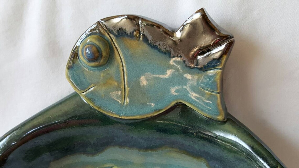 Seaside Serving Platter With Fish Embellishments - Etsy