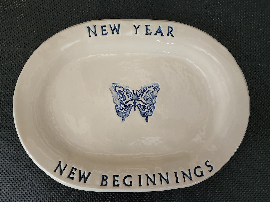Handmade New Years New Beginnings Holiday Pottery Platter - Etsy