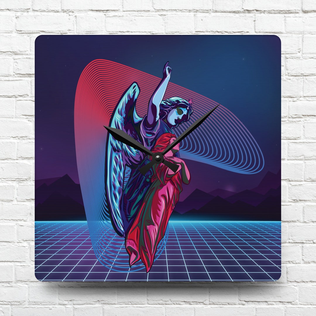 Retro 80's Cyberpunk Wall Clock, Vintage Vaporwave Silent Clock ...