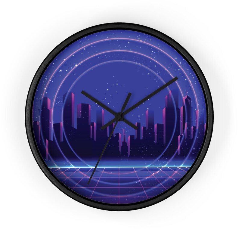 Retro 80's Cyberpunk Wall Clock, Vintage Vaporwave Silent Clock ...