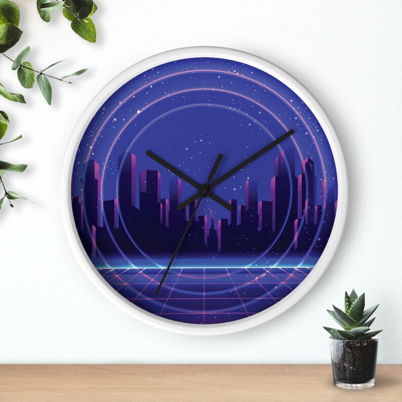Retro 80's Cyberpunk Wall Clock, Vintage Vaporwave Silent Clock ...