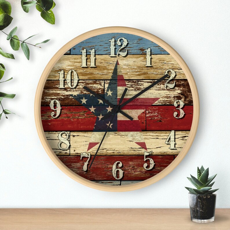 American Flag Wall Clock Texas Star Clock Patriotic American - Etsy