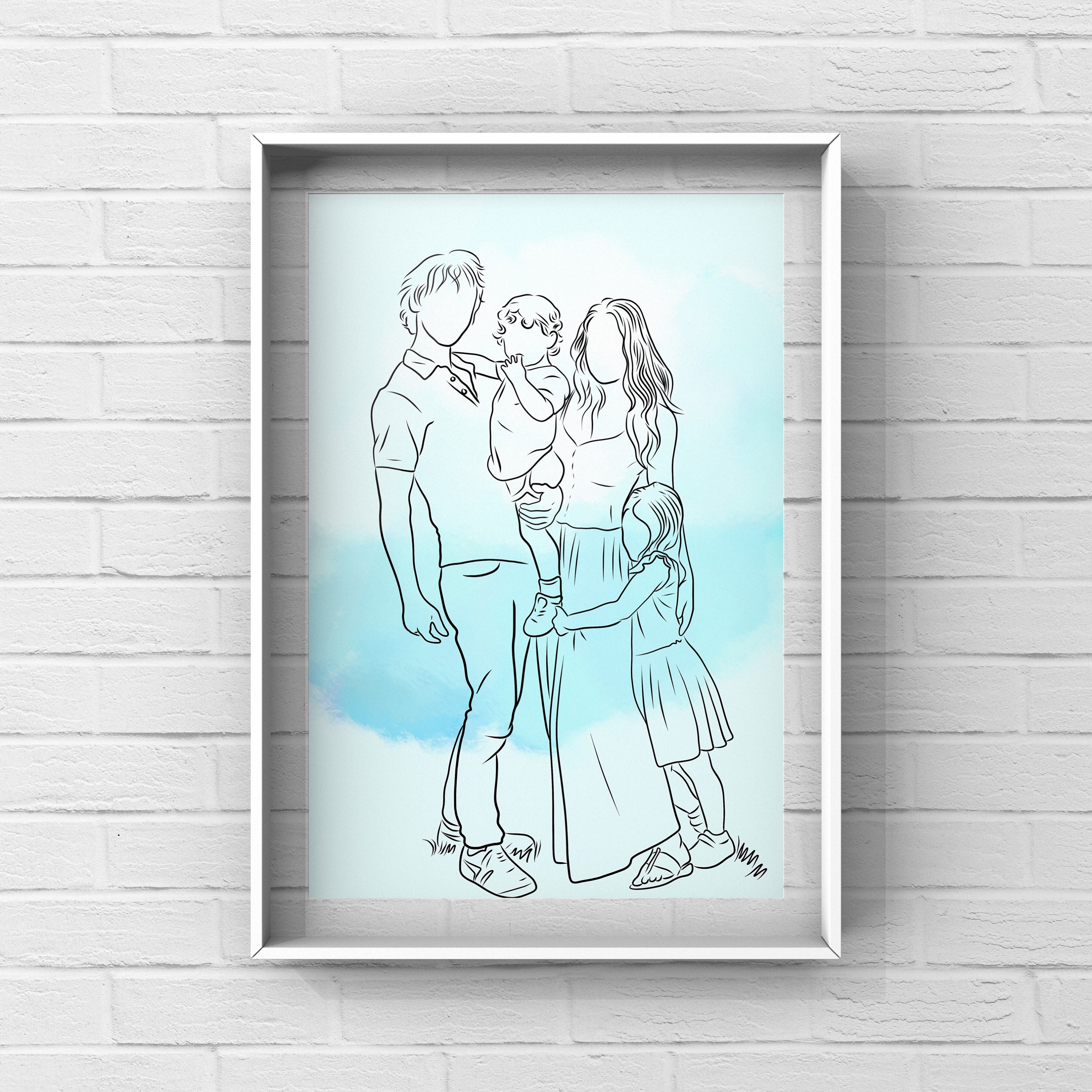 Custom Family Line Drawing From Photo, Personalized Family Portrait ...