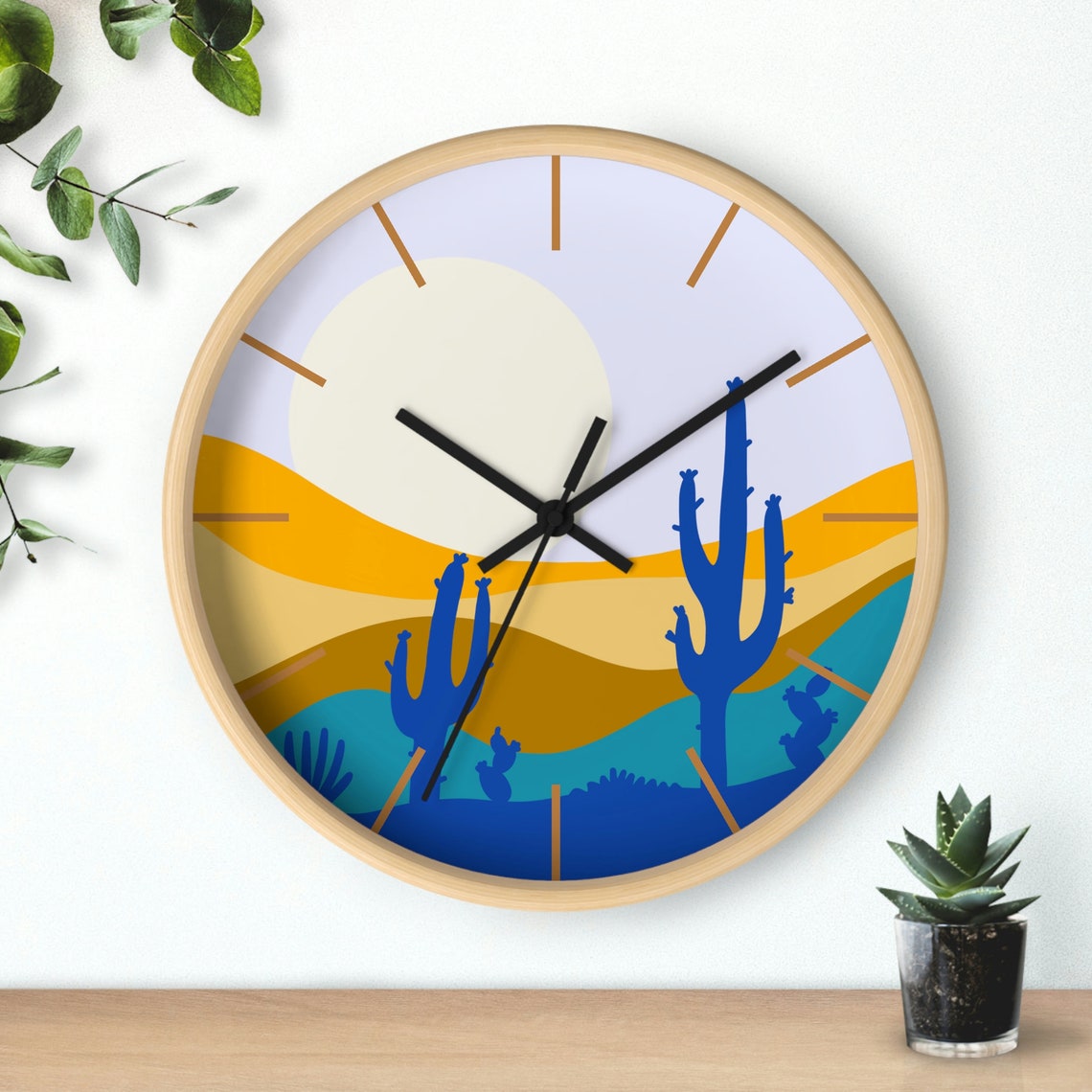 Hand Drawn Midcentury Modern Desert Wall Clock - Etsy