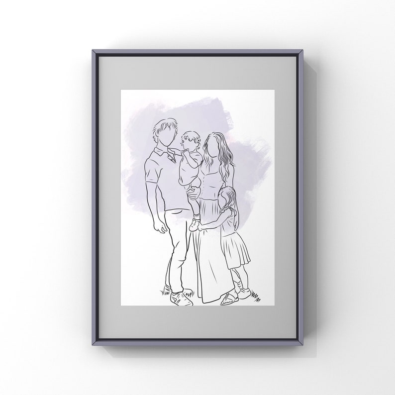 Custom Family Line Drawing From Photo, Personalized Family Portrait ...
