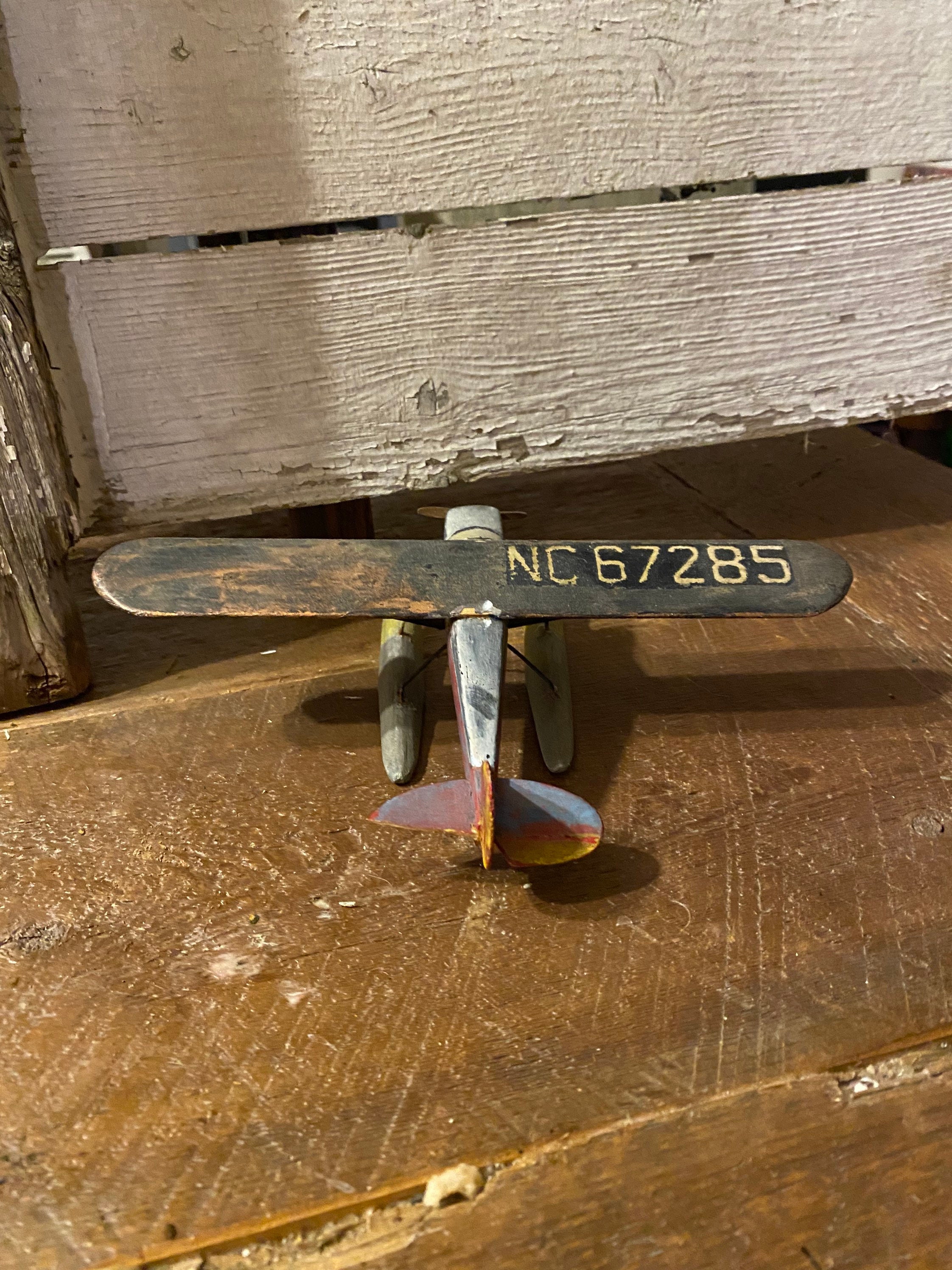 Antique Wooden Model Plane Figurine - Etsy