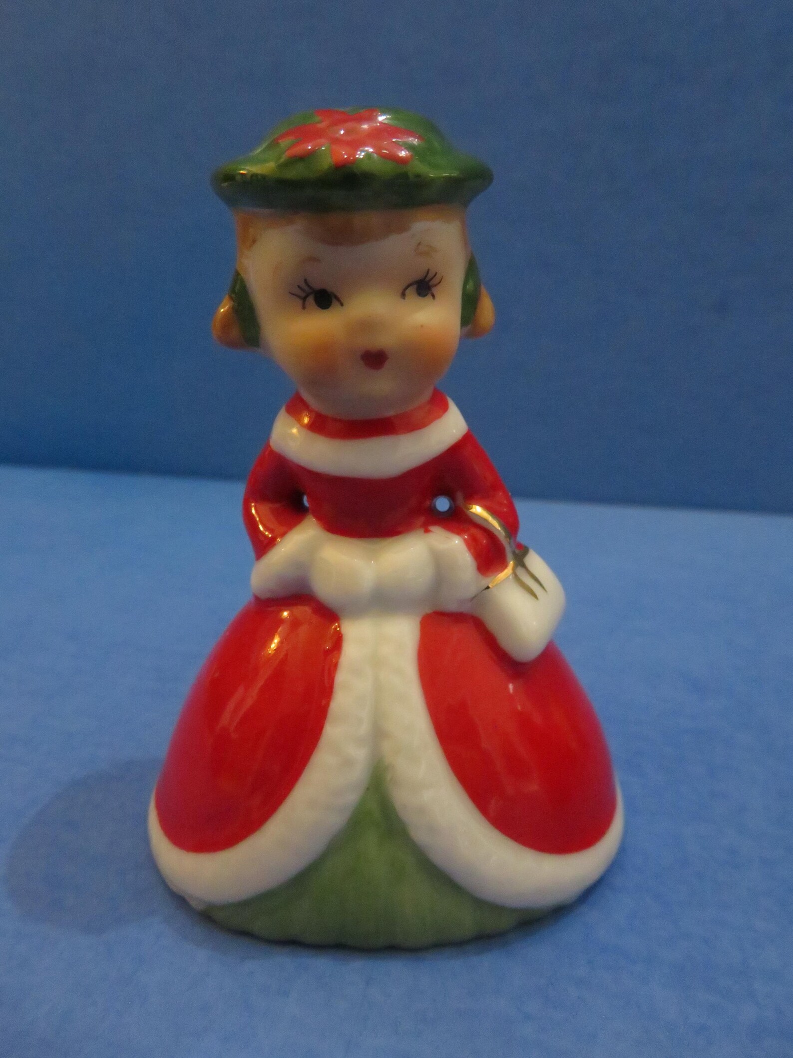 Lefton Bell Ornament Set of Three - Each Wears Bright Red Coat With ...