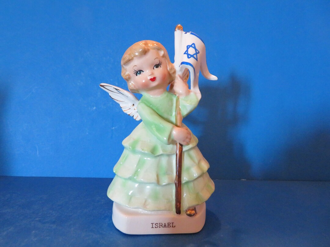 Fine A Quality Israel Angel Holds a Star of David Flag She - Etsy