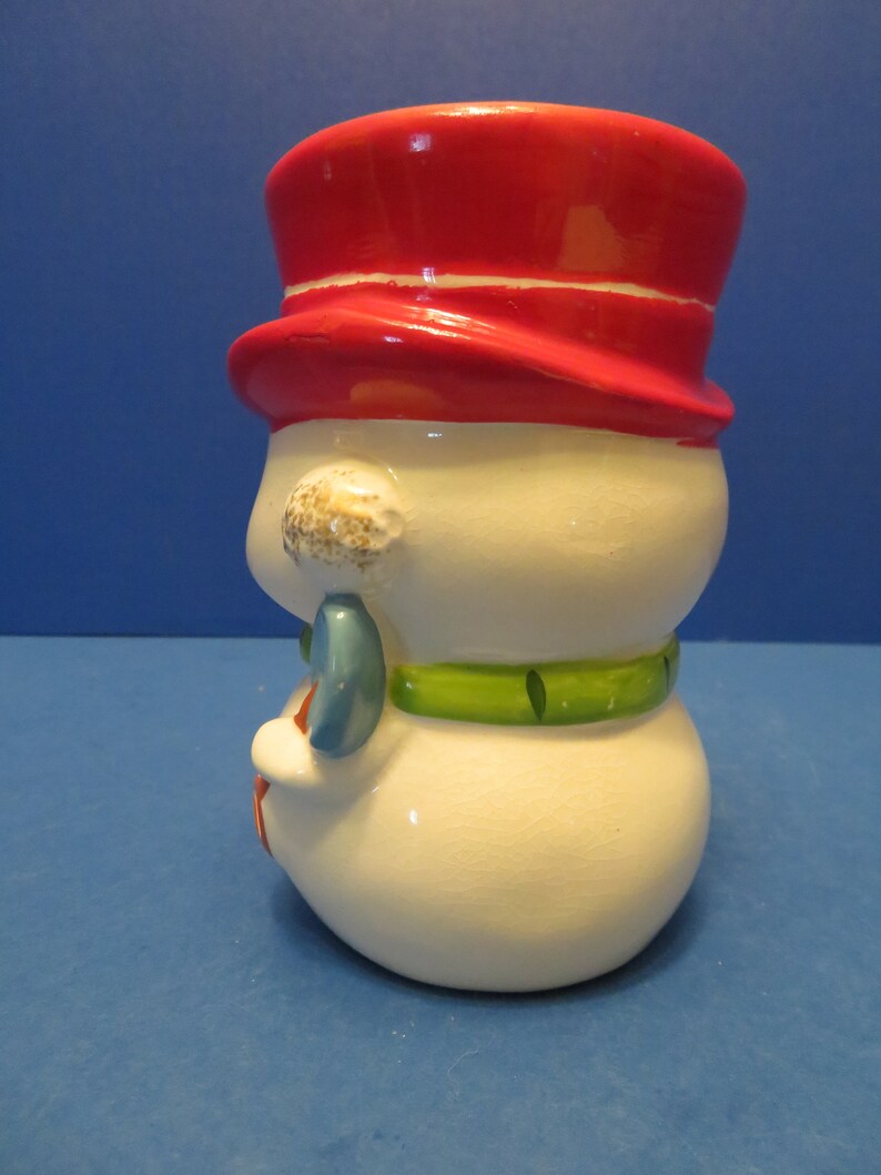 Vintage Japan Snowman Candy Holder or Planter - Jaunty Fellow Wearing ...