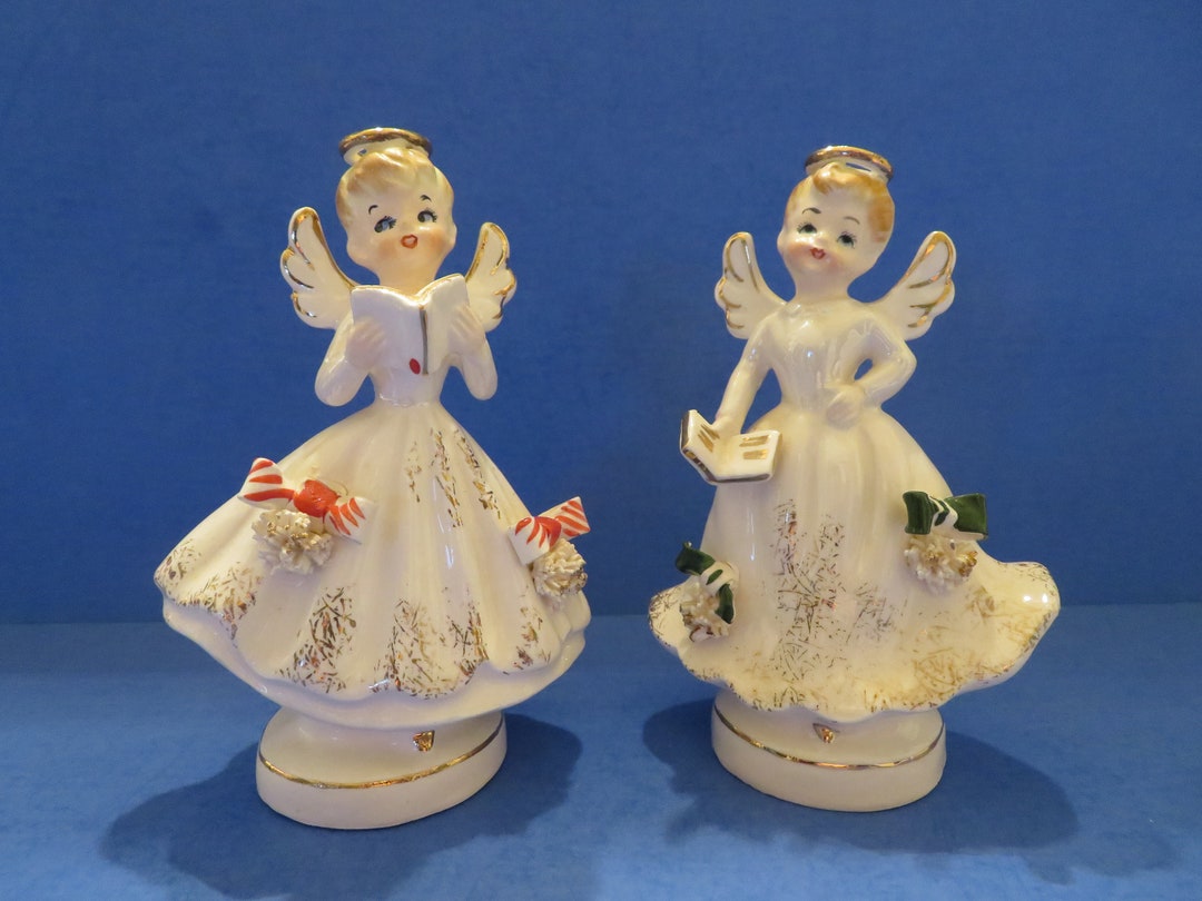 Dickson Christmas Caroling Angels -set of Two - Each Wears White Gown ...