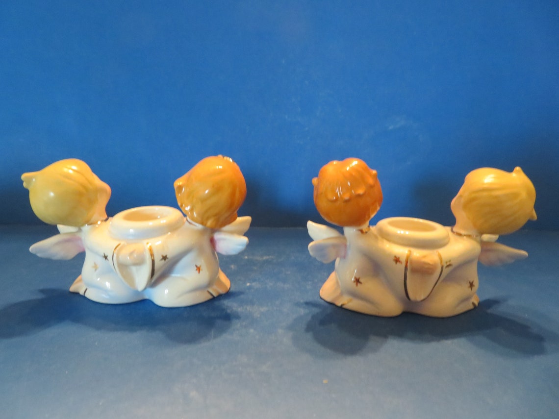 Lefton Angel Candleholder Set of Four Taper Candles Are Held - Etsy